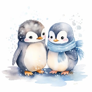 16 Winter Penguin Friends Clipart Bundle, 16 High-quality JPG, Nursery ...