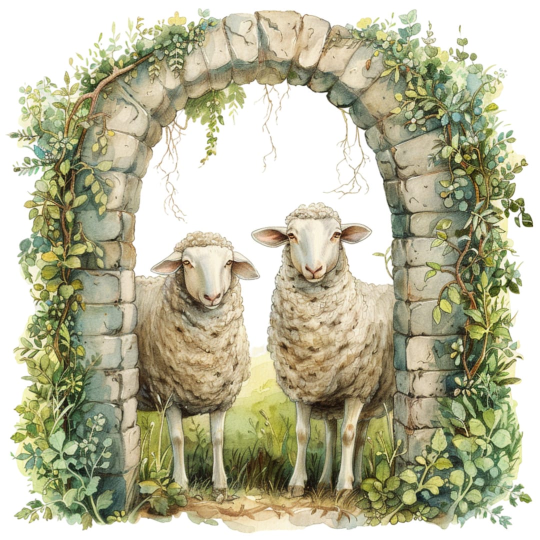 Sheep Under Stone Arch View Clipart Bundle, 16 High-quality JPG, Craft ...