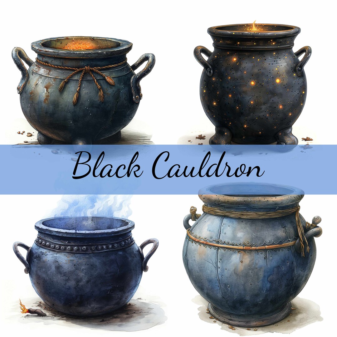 16 Black Cauldrons Halloween Clipart Bundle, 16 High-quality JPG, Craft ...