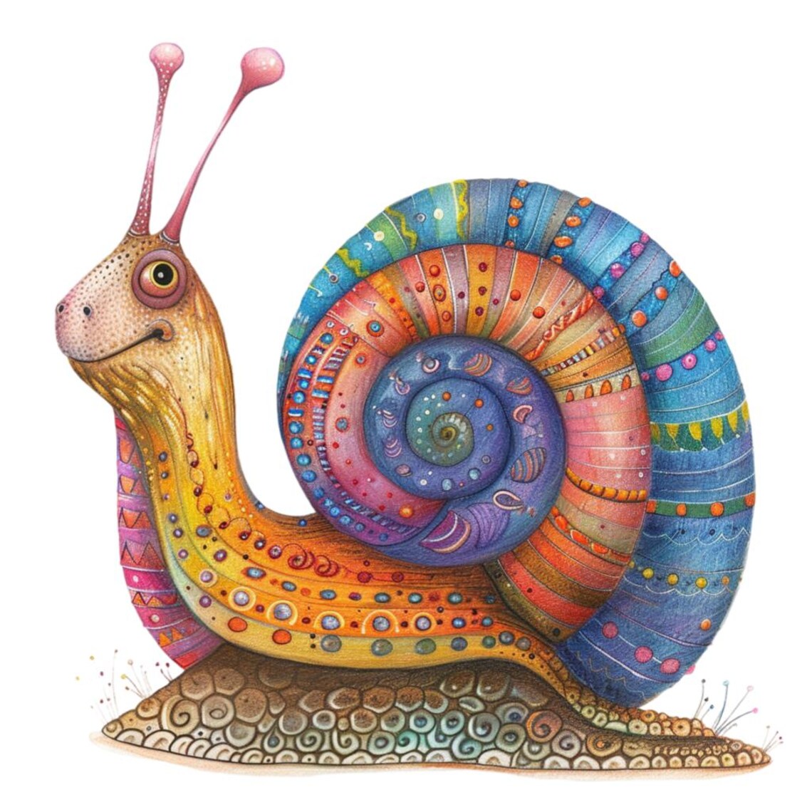 16 Snail Folk Art Clipart Bundle, 16 High-quality JPG, Craft Art, Card ...