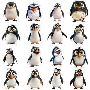 Quirky Penguin Cute Adorable Sassy Bundle, 16 High-quality JPG, Craft ...