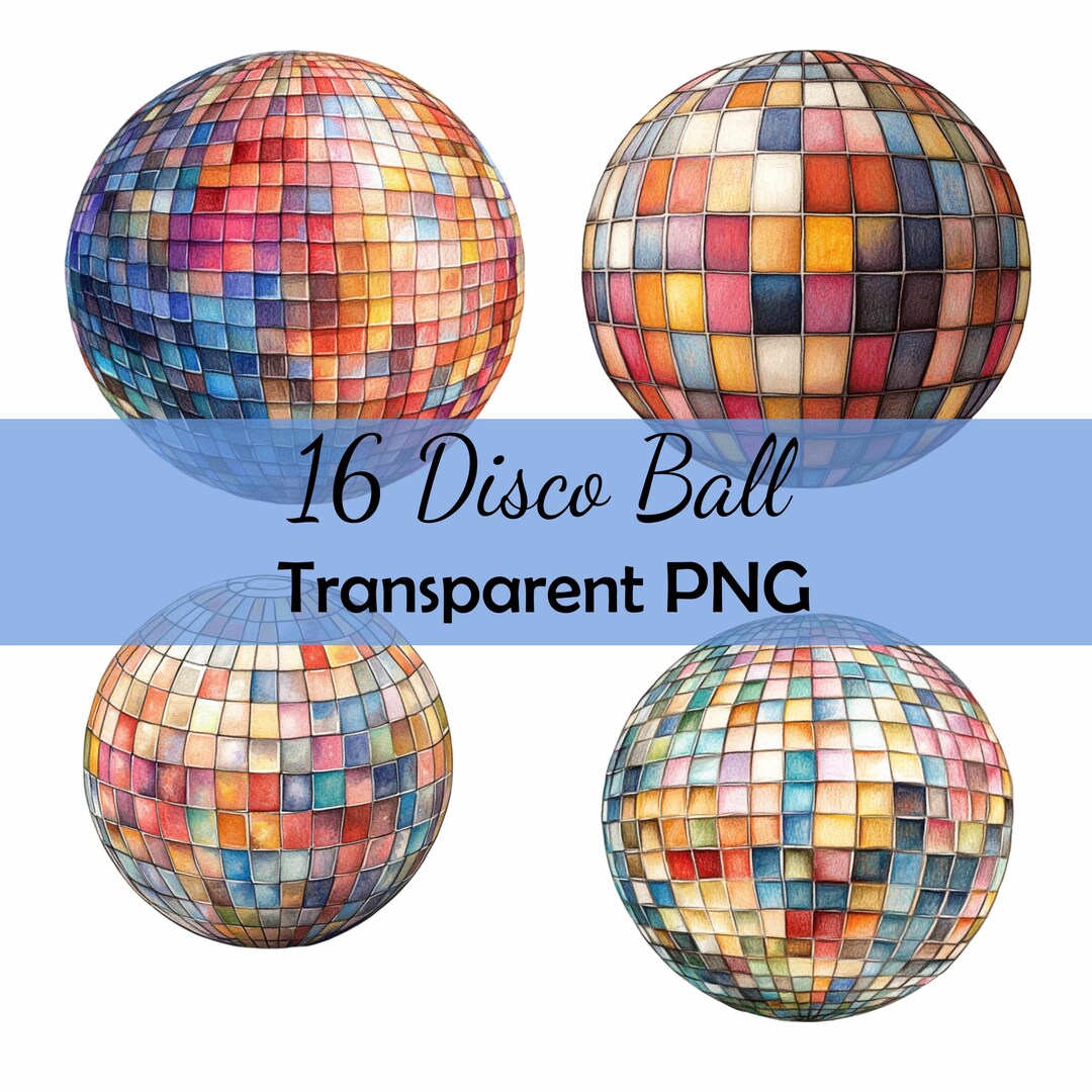 16 Disco Ball Glitter Clipart Bundle, Transparent PNG Download, Card ...