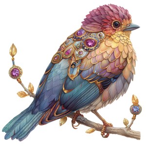 Bird Made of Gold and Jewels Clipart Bundle, 16 High-quality JPG, Craft ...