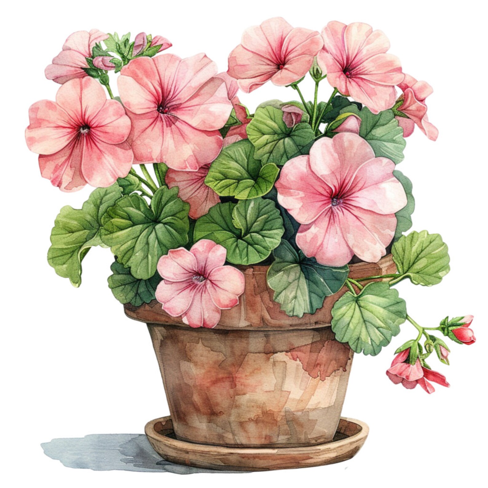 Geranium Flowers in a Potclipart Bundle, 16 High-quality JPG, Craft Art ...