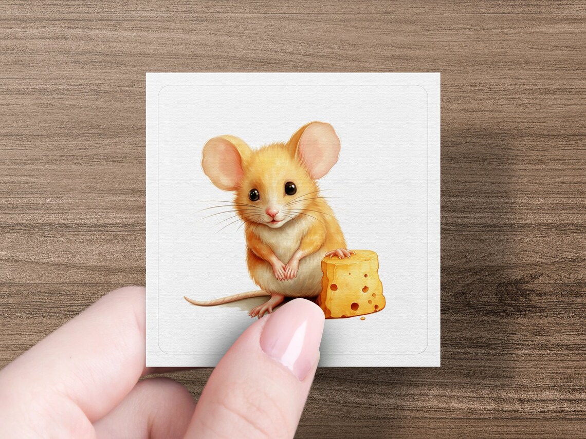 Cute Mouse With Cheese Clipart Bundle, High-quality JPG, Craft Art ...