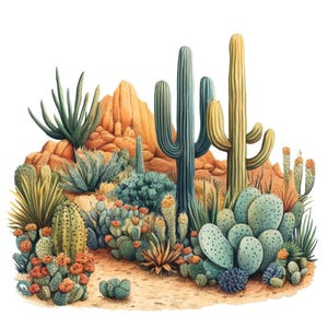 15 Desert Cactus Folk Art 15 Clipart Bundle, Transparent PNG Download ...