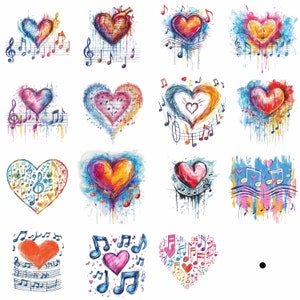 15 Hearts and Music Notes Love Clipart Bundle, 15 High-quality JPG ...