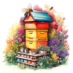 14 Honey Bee Hive Clipart Bundle, High-quality JPG, Craft Art, Card ...