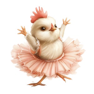 Ballet Chicken Chick Cute Clipart Bundle, 16 High-quality JPG, Craft ...