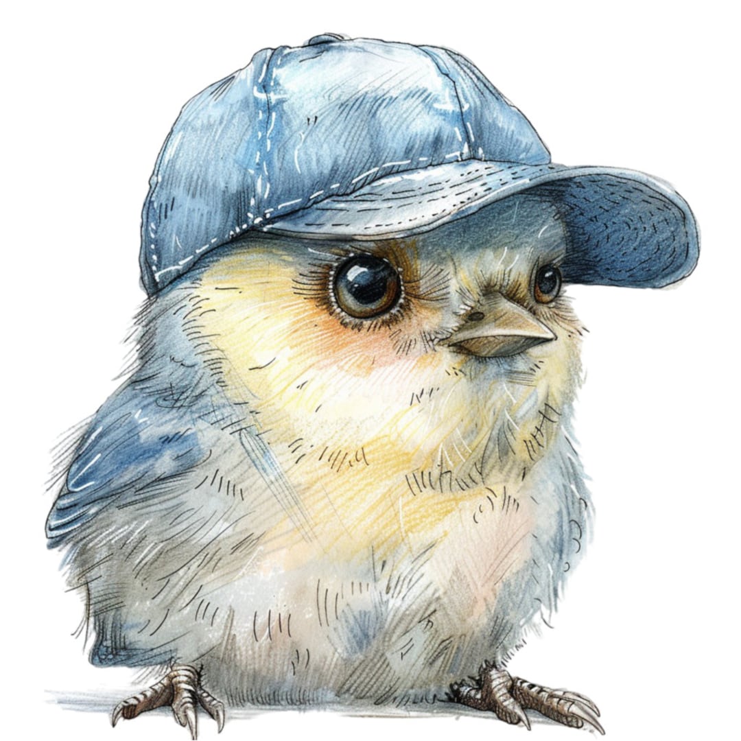 Cute Bird With Ball Cap Clipart Bundle, 16 High-quality JPG, Craft Art ...