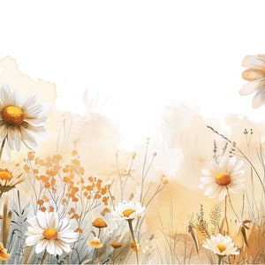 Daisy Flower Border Flower Clipart Bundle, 12 High-quality JPG, Craft ...