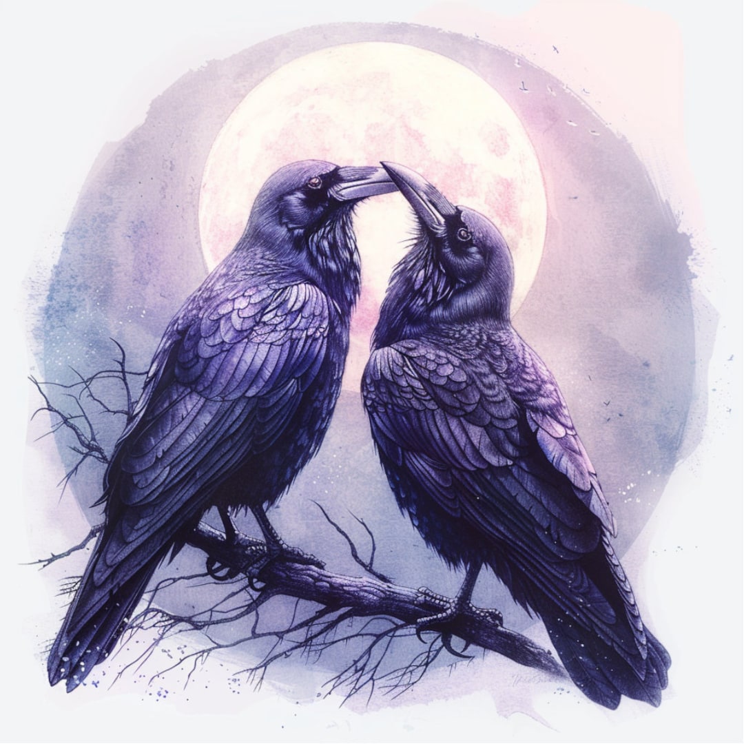 Crows in Love and Moon Clipart Bundle, 15 High-quality JPG, Craft Art ...