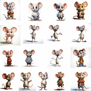 17 Cute Funny Mouse Clipart Bundle, JPG, Card Making, Clip Art, Digital ...