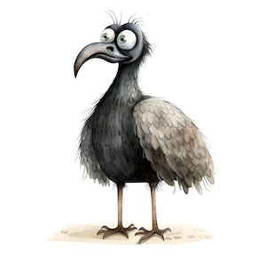 25 Cute Funny Vultures Black Bird Clipart Bundle, JPG, Card Making ...