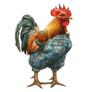 16 Rooster Chicken Boots Overalls Cowboy Hat 16 Clipart Bundle ...