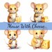 Cute Mouse With Cheese Clipart Bundle, High-quality JPG, Craft Art ...