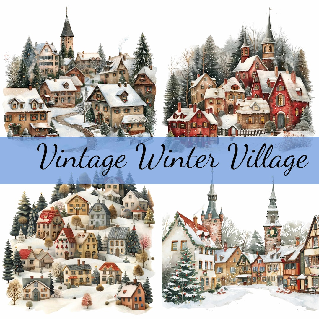 16 Christmas Village Clipart Bundle, 16 High-quality JPG, Craft Art ...