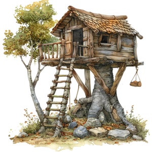 16 Tree Fort Backyard Tree House Clipart Bundle, 16 High-quality JPG ...