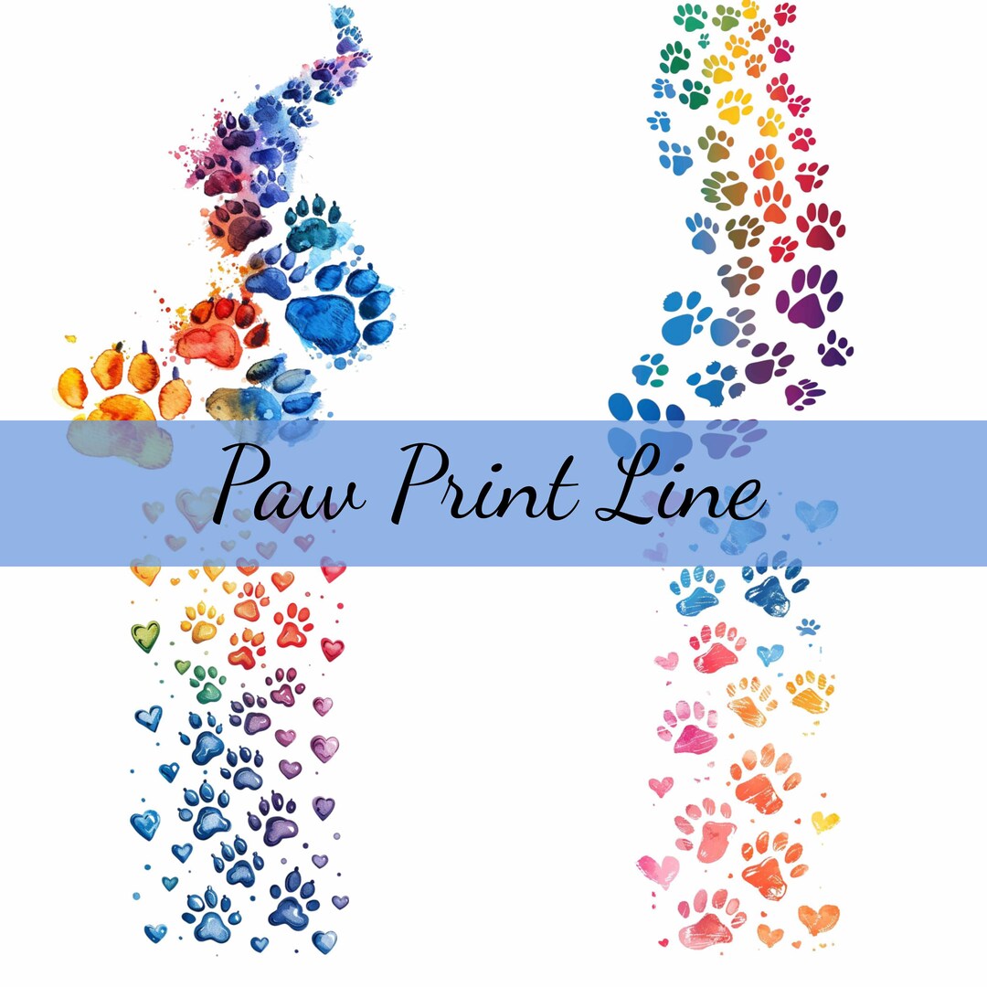 16 Paw Prints in a Line Clipart Bundle, 16 High-quality JPG, Craft Art ...