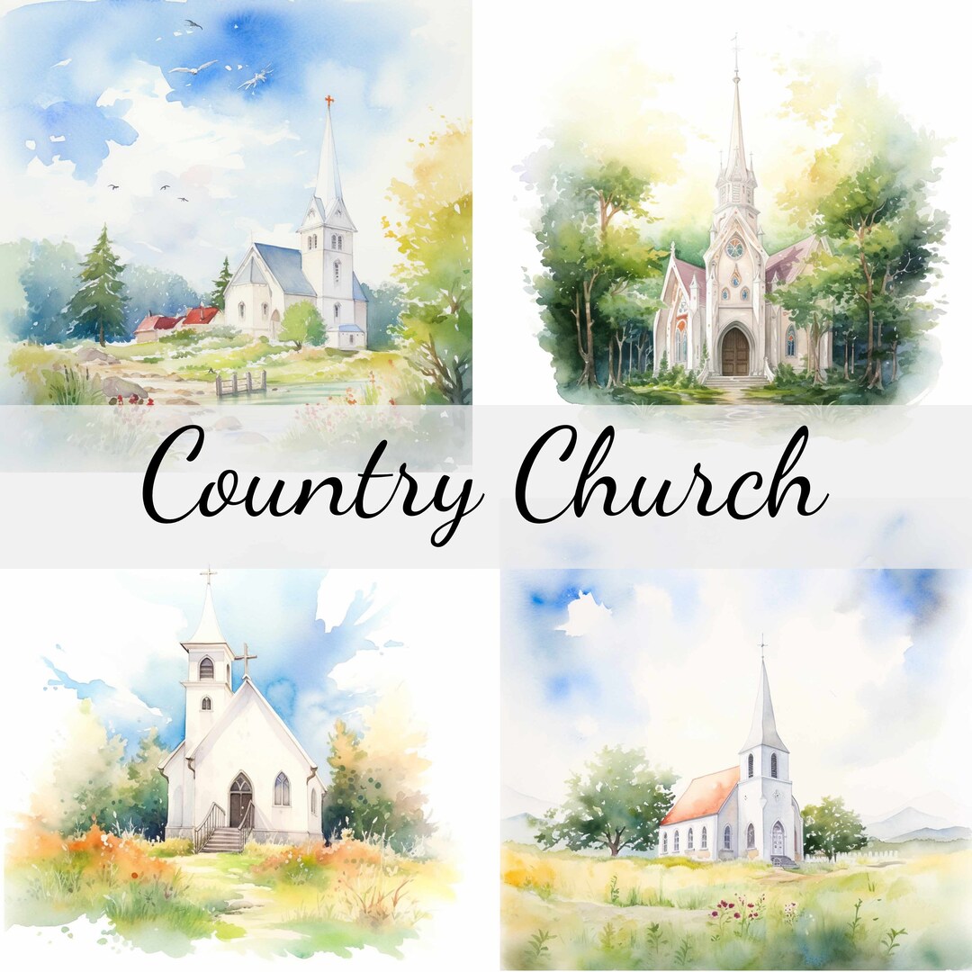16 Country Church Clipart Bundle, High-quality JPG, Craft Art, Card ...