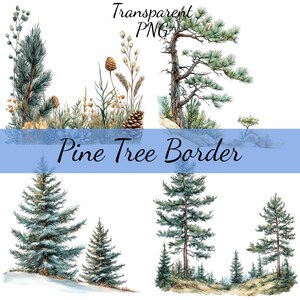 16 Pine Tree Border Frame Corner Clipart Bundle 16 Transparent PNG ...