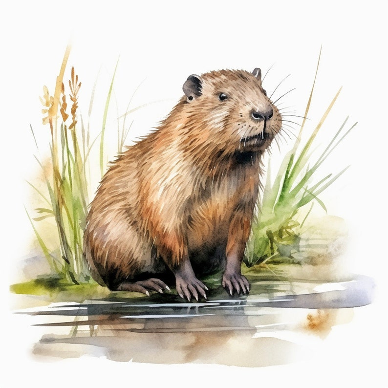 14 Beaver in Nature Clipart Bundle, High-quality JPG, Wall Art, Card ...