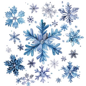 16 Blue and Silver Snowflakes Falling Clipart Bundle, High-quality JPG ...