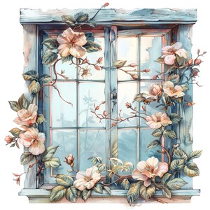 15 Floral Window Flower Clipart Bundle, 15 High-quality JPG, Craft Art ...