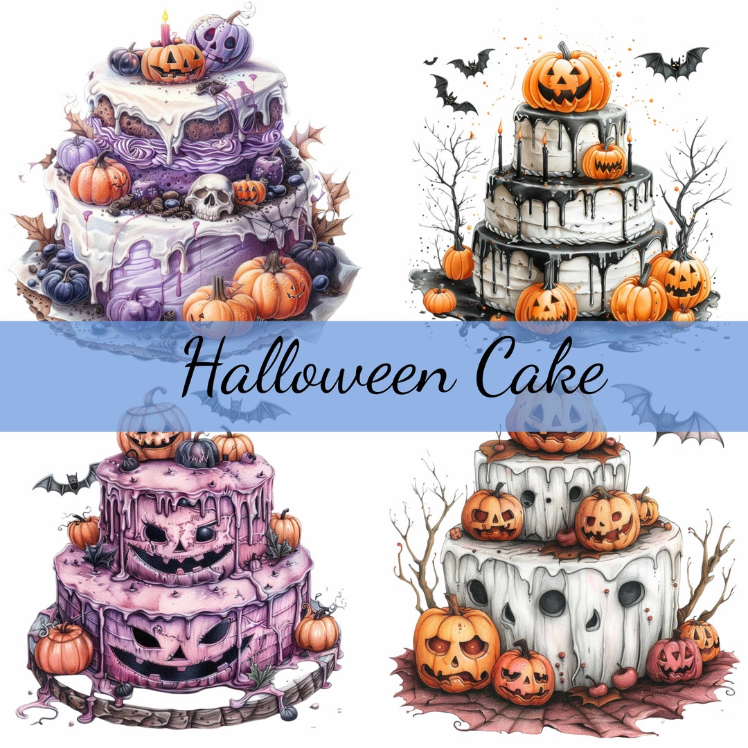 16 Halloween Cake Clipart Bundle, 16 High-quality JPG, Craft Art, Card ...