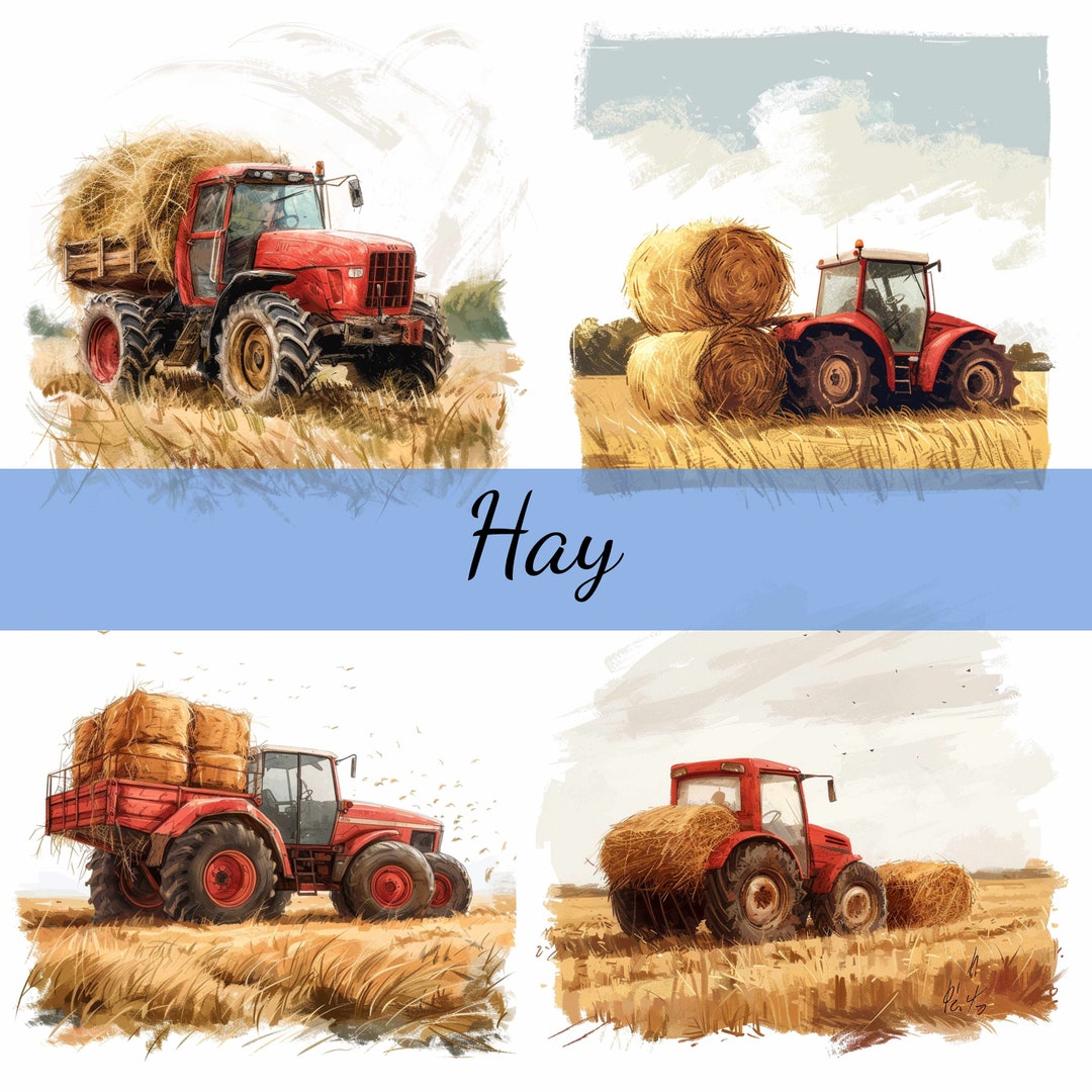 15 Baling Hay Tractor on Farm Clipart Bundle, 15 High-quality JPG ...