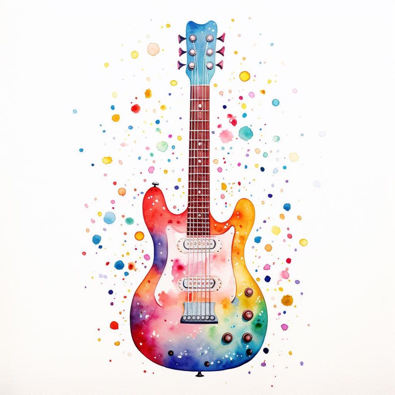 14 Electric Guitars Clipart Bundle, High-quality JPG, Invitations, Card ...