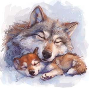 16 Wolf With Pups Clipart Bundle, 16 High-quality JPG, Craft Art, Card ...