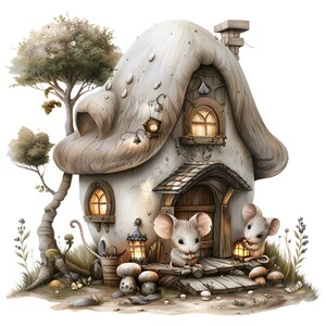Small Mouse House Woods Clipart Bundle, 15 High-quality JPG, Craft Art ...