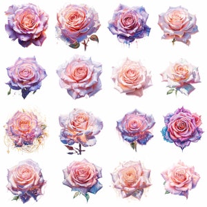 Singe Cosmic Rose Flower Clipart Bundle, High-quality JPG, Craft Art ...