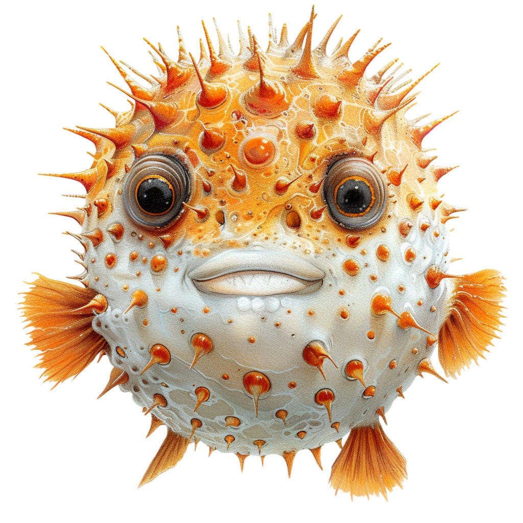 16 Puffer Fish Face Clipart Bundle, 16 High-quality JPG, Craft Art ...