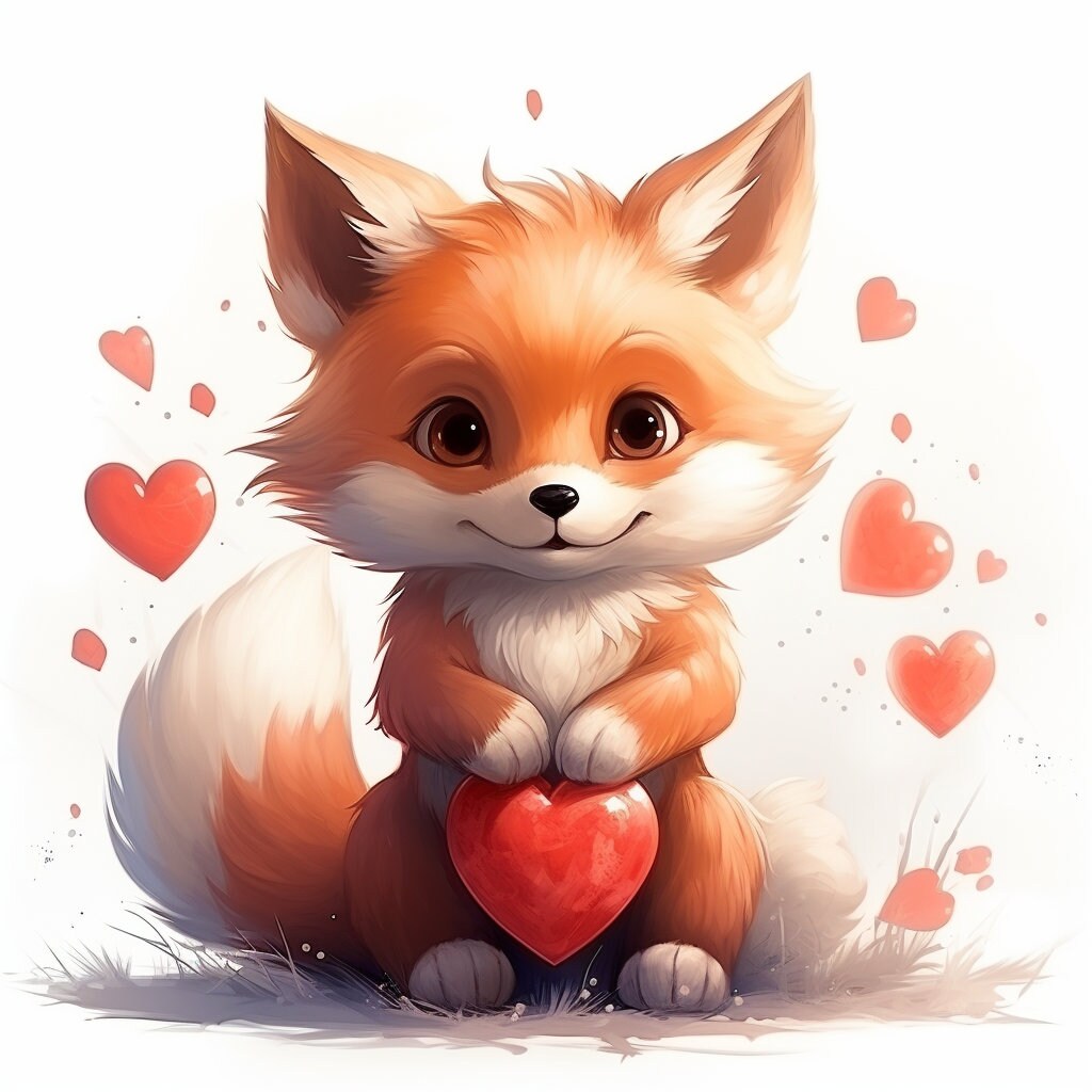 15 Valentine Fox Clipart Bundle, High-quality JPG, Craft Art, Card ...