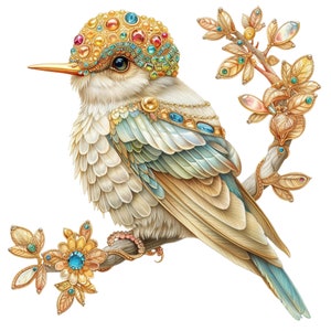 Bird Made of Gold and Jewels Clipart Bundle, 16 High-quality JPG, Craft ...