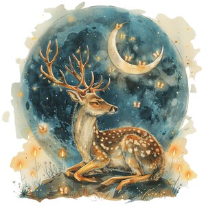 Deer and Moon Celestial Clipart Bundle, 16 High-quality JPG, Craft Art ...