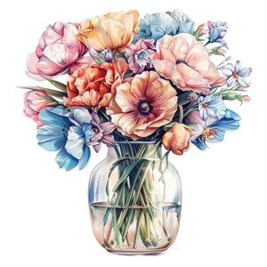 15 Summer Flower Bouquet Clipart Bundle, 15 High-quality JPG, Craft Art ...
