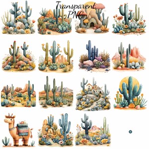 15 Desert Cactus Folk Art 15 Clipart Bundle, Transparent PNG Download ...