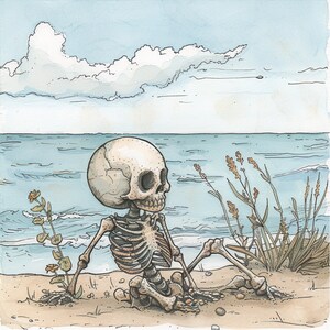 Skeleton on the Beach Clipart Bundle, 16 High-quality JPG, Craft Art ...