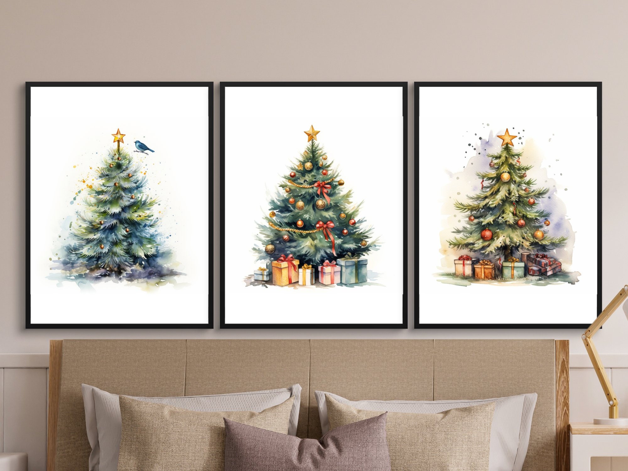 14 Watercolor Christmas Tree Clipart Bundle, High-quality JPG, Nursery ...