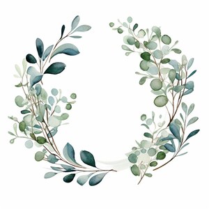 Eucalyptus Leaf Wreaths Clipart Bundle, 16 High-quality JPG, Craft Art ...