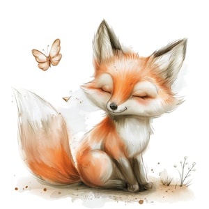Fox and Butterfly Clipart Bundle, 16 High-quality JPG, Craft Art, Card ...