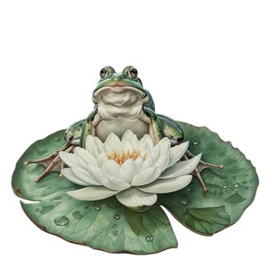 Frog on a Lily Pad With Flower Clipart Bundle, 16 High-quality JPG ...