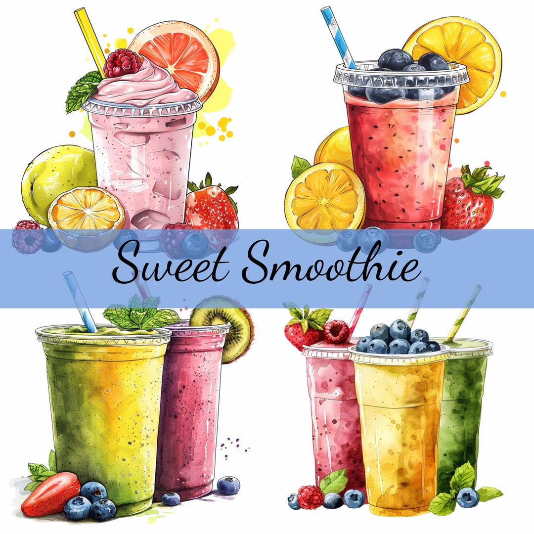 16 Fruit Smoothies Clipart Bundle, High-quality JPG, Craft Art, Card ...