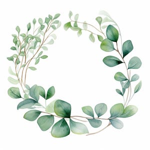 Eucalyptus Leaf Wreaths Clipart Bundle, 16 High-quality JPG, Craft Art ...