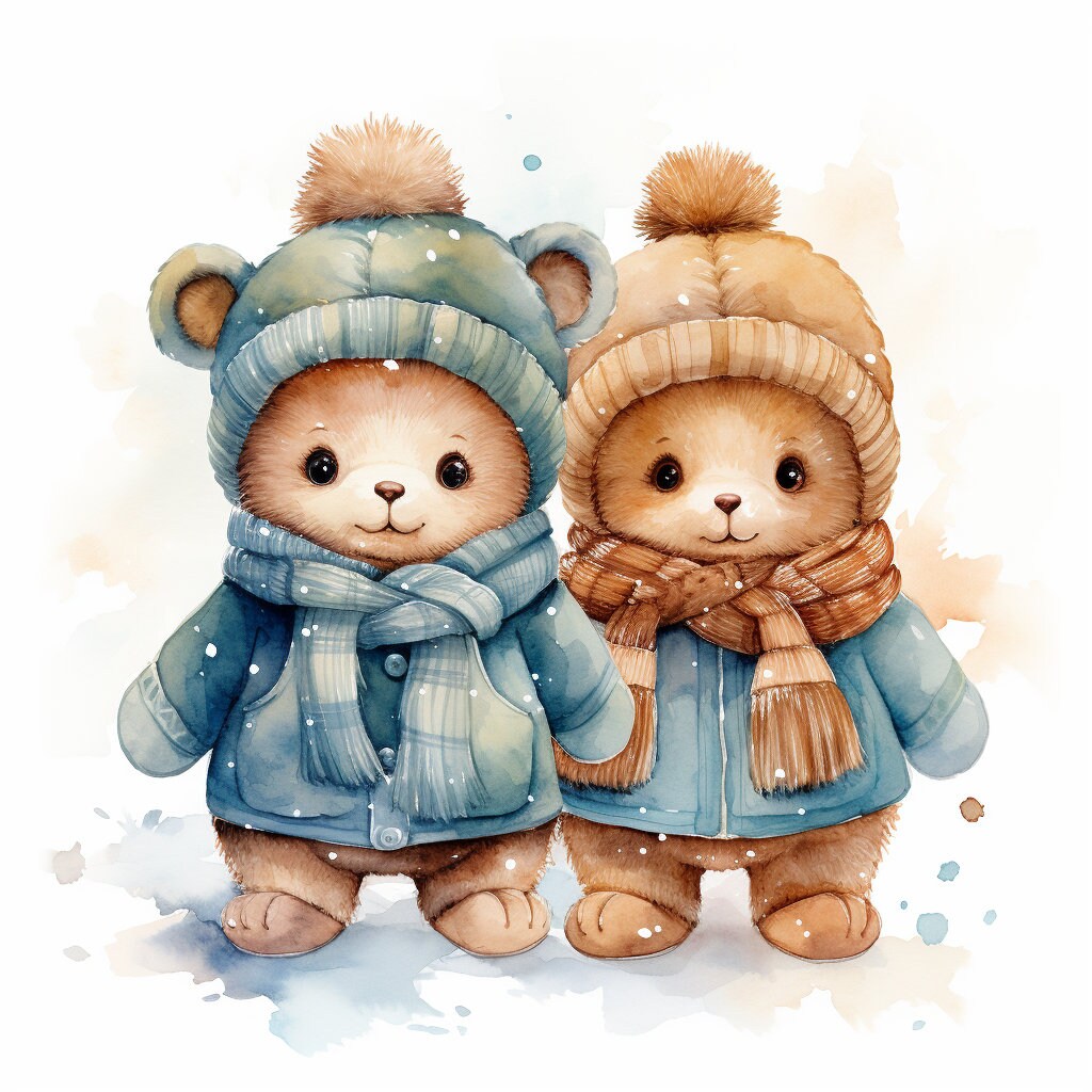 14 Winter Teddy Bear Freinds Clipart Bundle High-quality JPG - Etsy