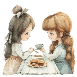 Girl Tea Party Clipart Bundle, 14 High-quality JPG, Craft Art, Card ...