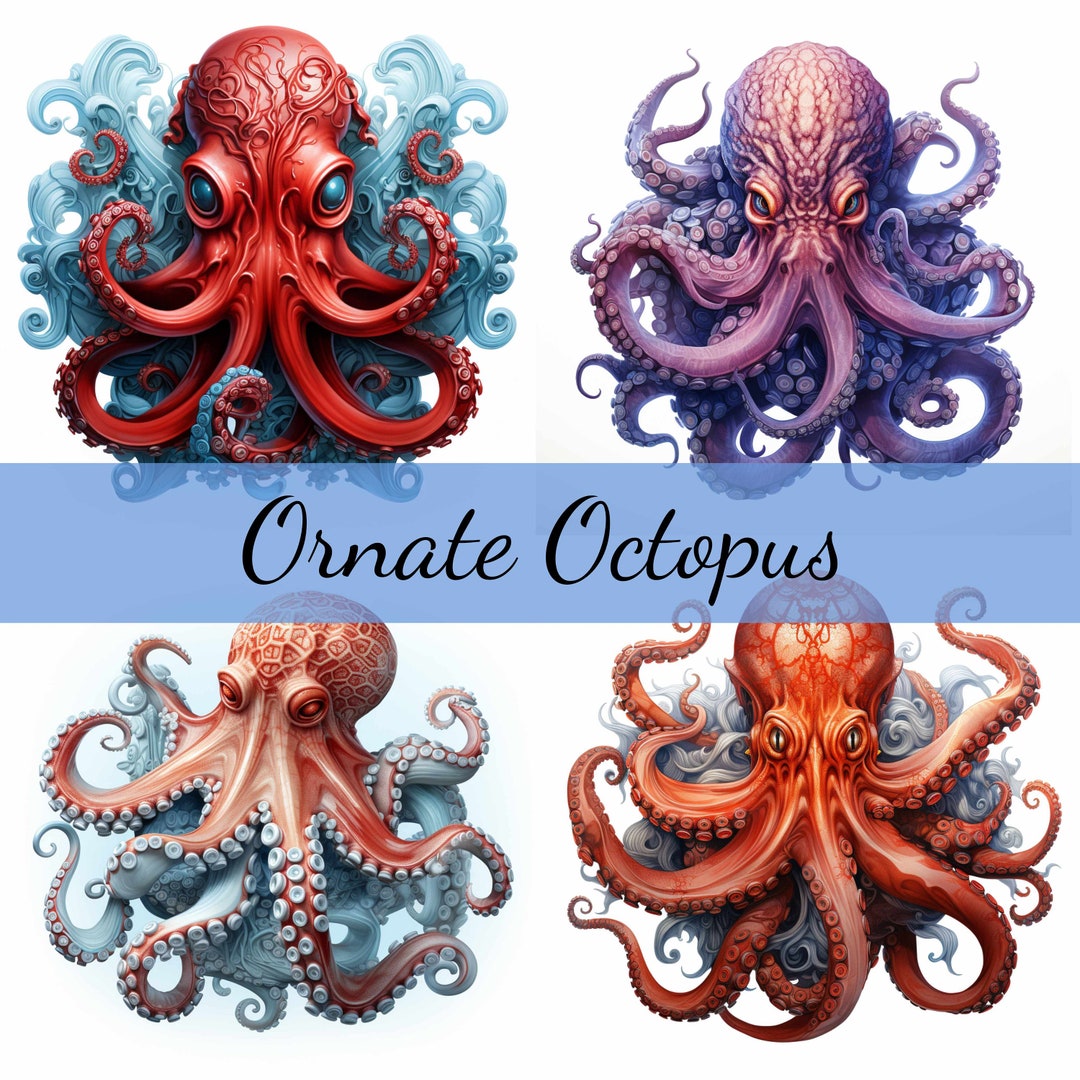 12 Awesome Octopus Clipart Bundle, High-quality JPG, Craft Art, Card ...